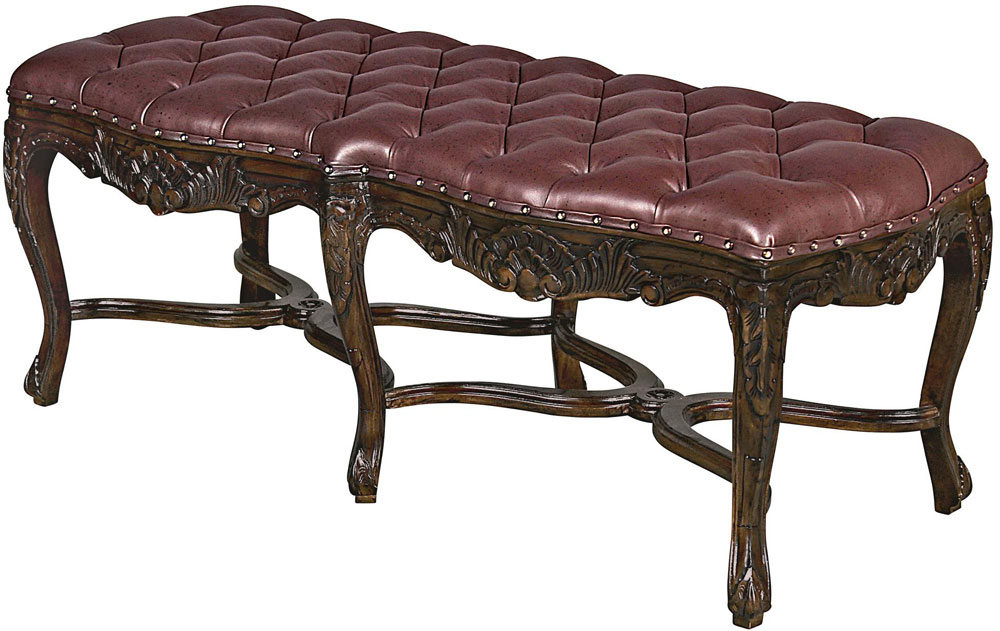 Design Toscano AF1297 Berkeley Square Traditional Cherry Leather Bench ...