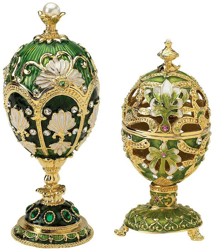 Design Toscano FH91349 Petroika Traditional Enameled Eggs set Of 2 design-toscano-fh91349-petroika-traditional-enameled-eggs-set-of-2