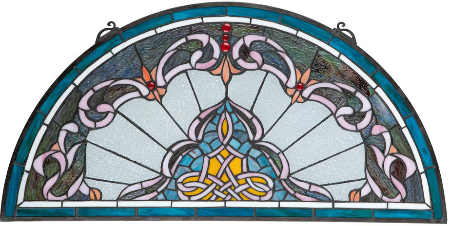Design Toscano HD464 Lady Astor Demi-Lune Tiffany Stained Glass Window ...