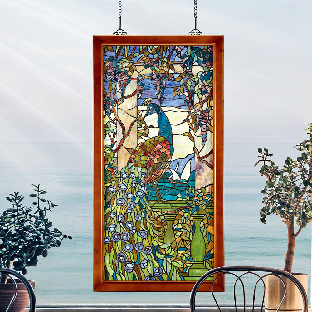 Design Toscano TF10022 Peacock with Wisteria Tiffany Tiffany-Style ...
