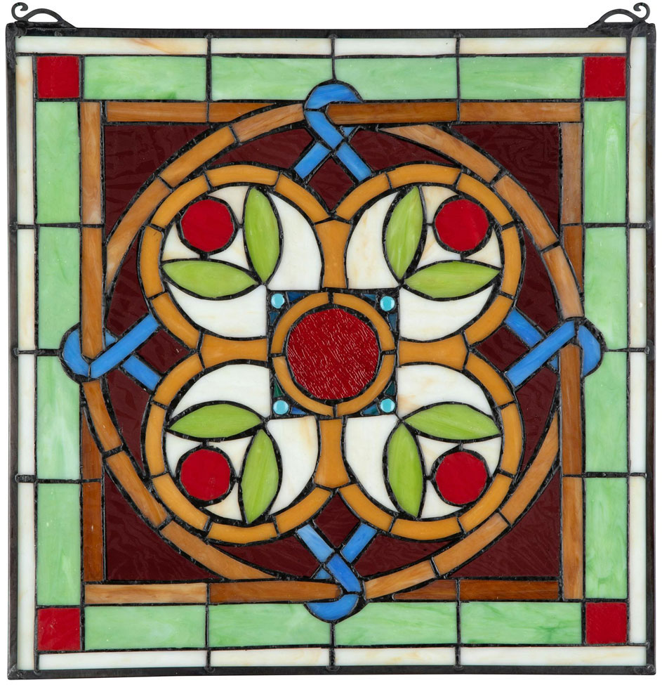Design Toscano TF28011 Celtic Floral Quatrefoil Tiffany Stained Glass ...
