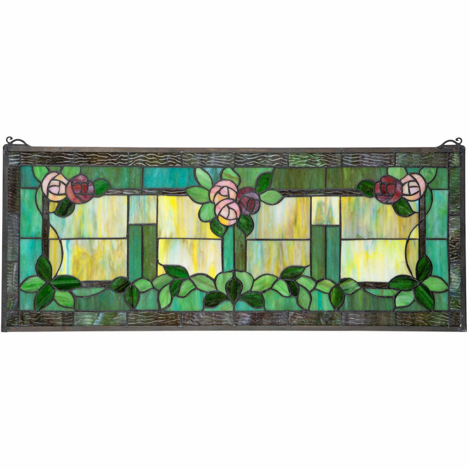 Design Toscano TF809 Rose Trellis Tiffany Stained Glass Window - DST-TF809