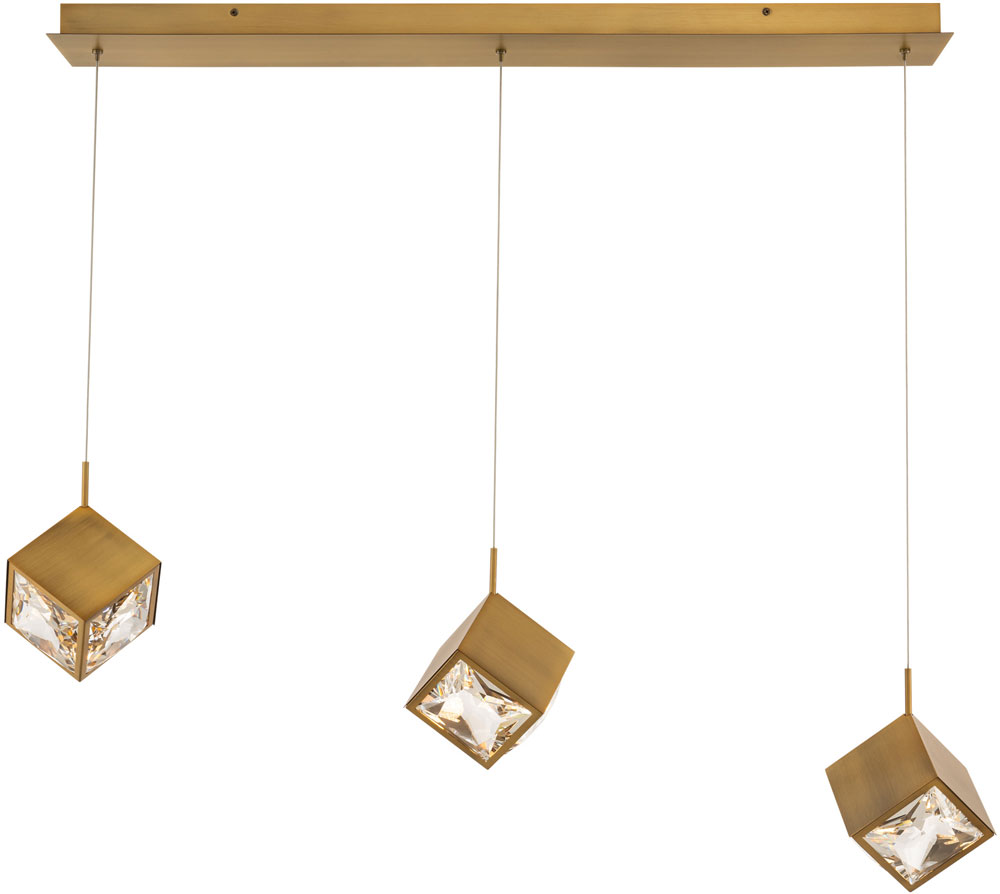 dweLED by WAC PD-29303L-AB Ice Cube Modern Aged Brass LED Multi Drop ...