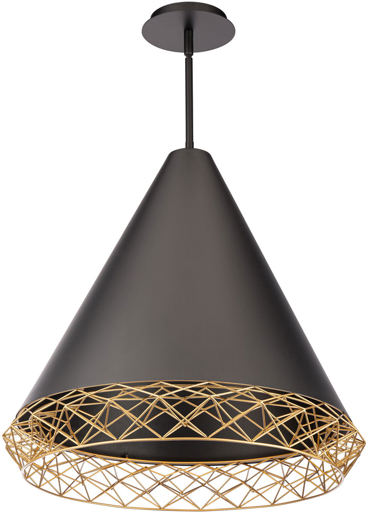 dweLED by WAC PD-45322-BK/GO Lacey Contemporary Black Gold LED 22" Drop ...