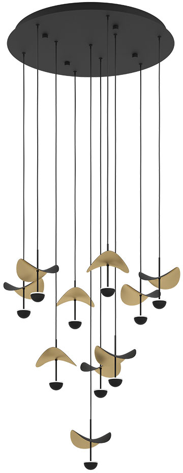EGLO 390339A Dracera Modern Black and Brushed Brass LED Multi Ceiling ...