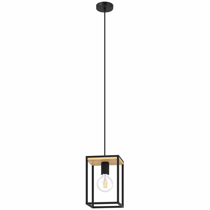 EGLO 99795A Libertad Contemporary Structured Black and Natural Wood ...