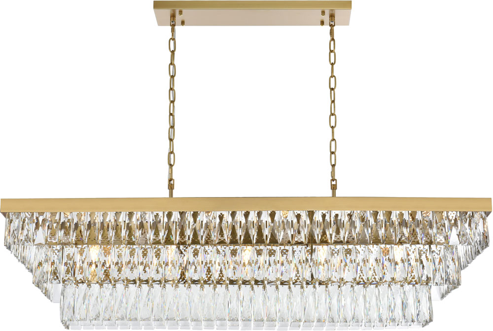 Elegant 1060G48SG Josephine Satin Gold 48" Kitchen Island Light Fixture ...