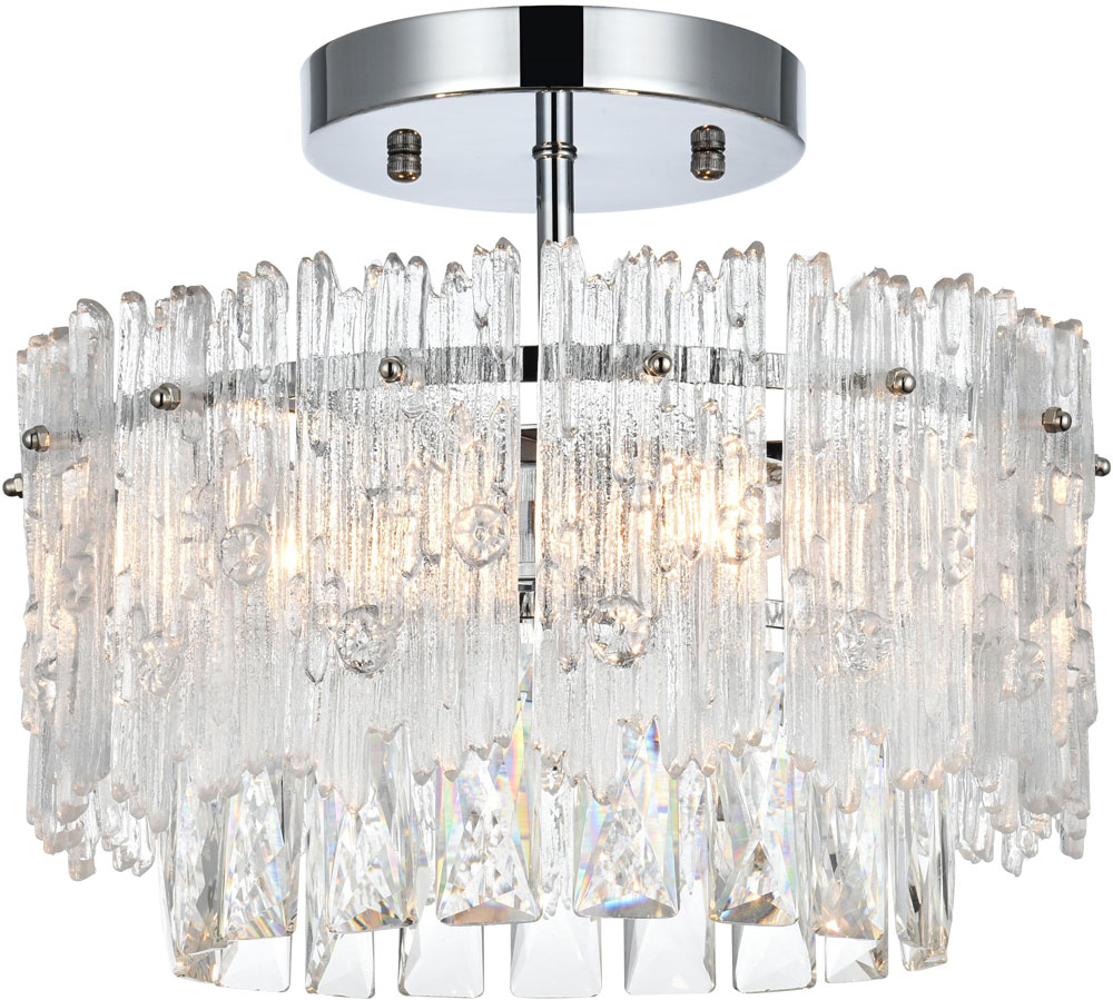 Elegant 1780F12C Emilia Chrome and Clear Ceiling Lighting - ELE-1780F12C