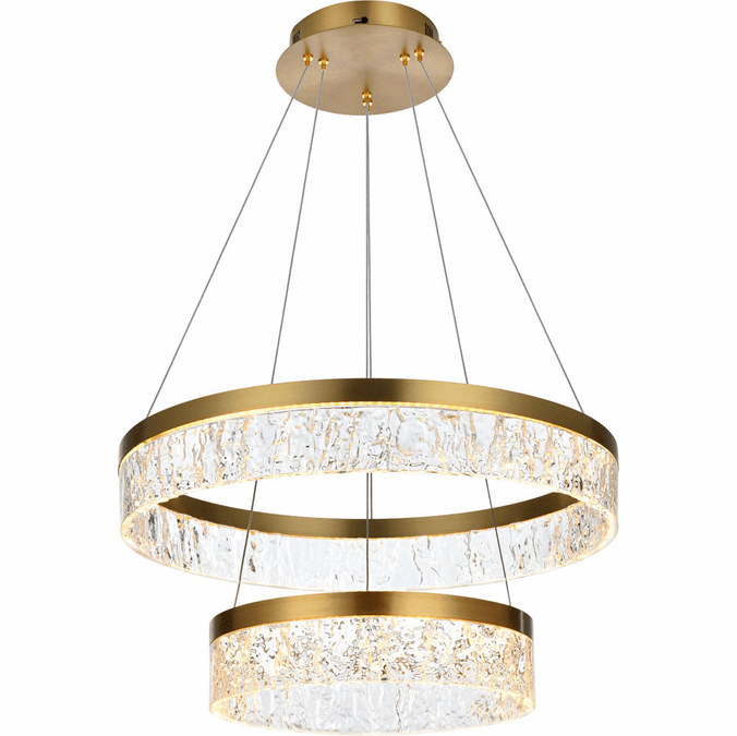 Elegant 2050G22SG Linden Contemporary Satin Gold LED 22" Pendant Light ...
