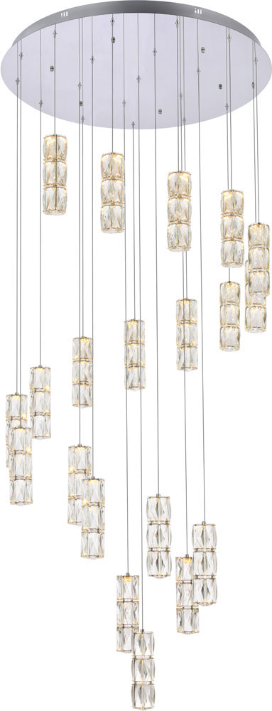 Elegant 3500D38C Polaris Chrome LED Multi Pendant Hanging Light - ELE ...