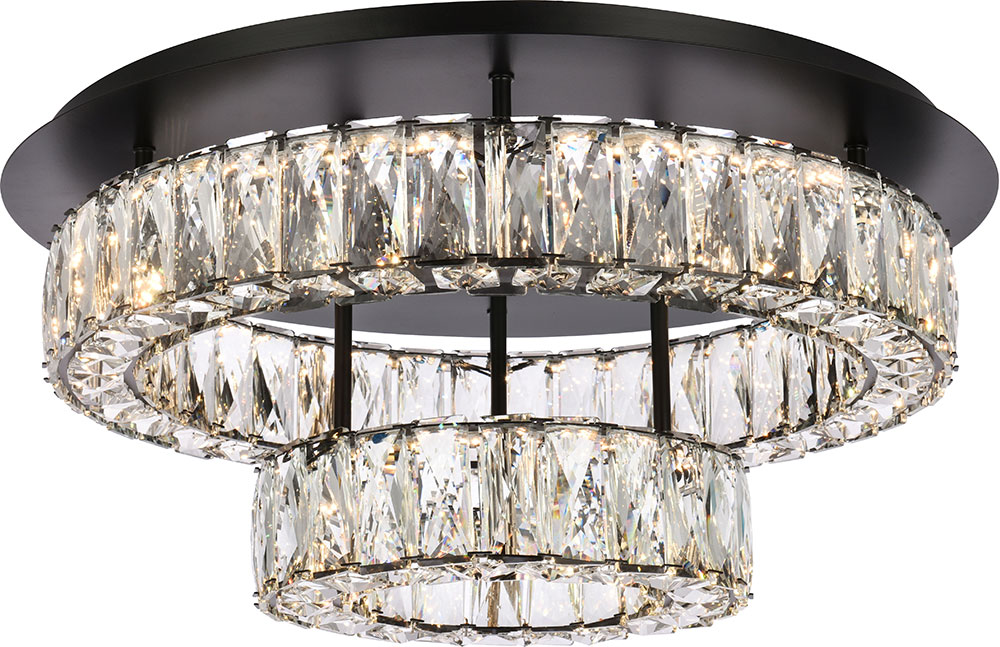 Elegant 3503F22L2BK Monroe Crystal Black LED 22" Ceiling Light Fixture ...