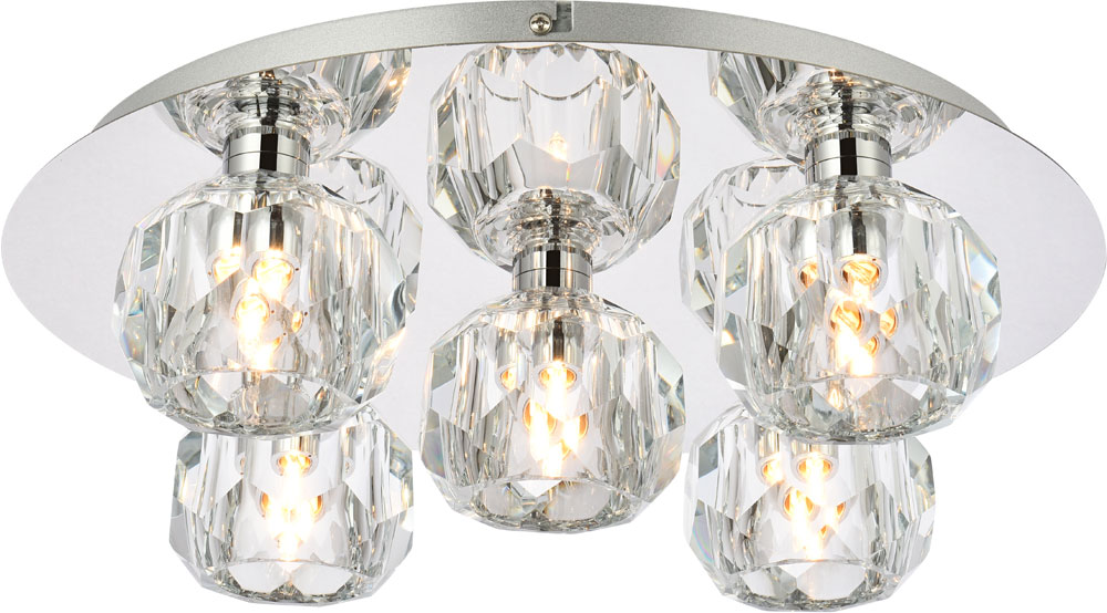 Elegant 3509F16C Graham Chrome and Clear Ceiling Light Fixture - ELE ...