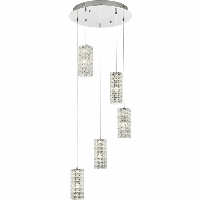 Elegant 3680D5RC Aston Chrome LED Multi Drop Ceiling Lighting - ELE ...