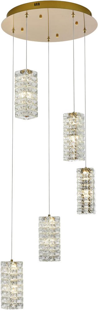 Elegant 3680D5RSG Aston Satin Gold LED Multi Pendant Lighting - ELE ...