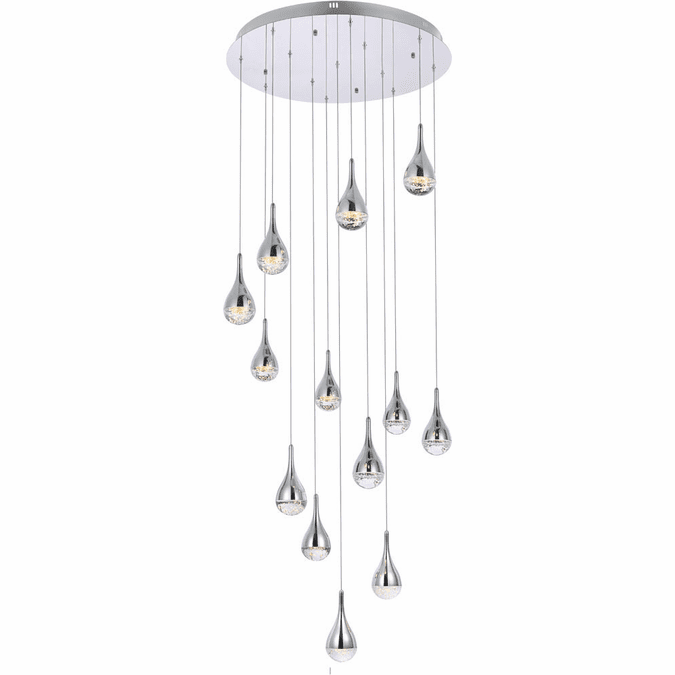 Elegant 3813D30C Amherst Chrome LED Multi Drop Ceiling Light Fixture ...