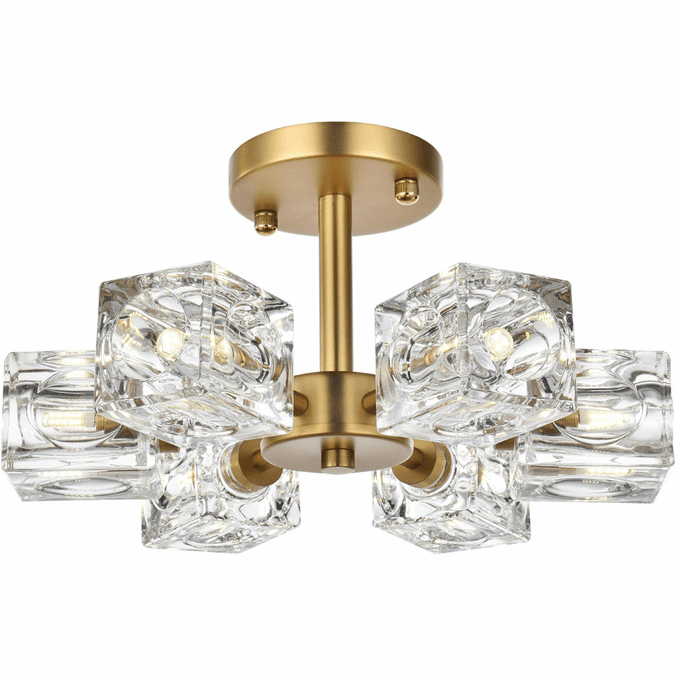 Elegant LD920F14SG Lyra Satin Gold Flush Mount Lighting Fixture - ELE ...