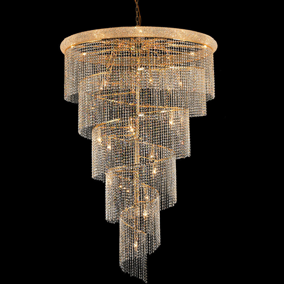 Elegant V1801SR48G/RC Spiral Gold Drop Ceiling Light Fixture - ELE ...