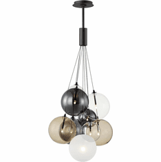 ET2 E25089-142BK Burst Contemporary Black LED Multi Pendant Light ...