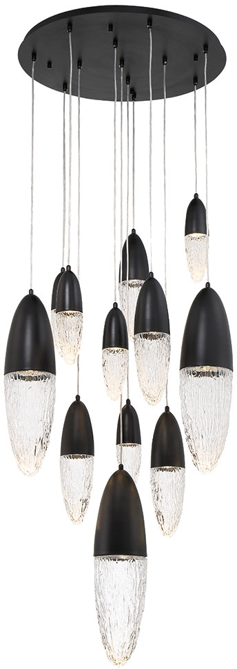 Eurofase 43859-022 Écrou Contemporary Black Halogen Round Multi Pendant ...