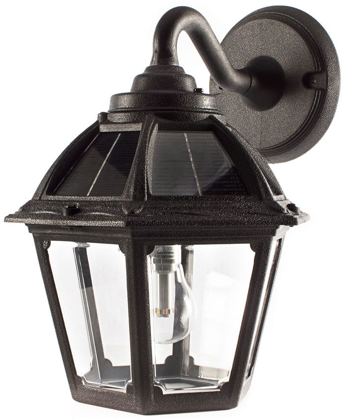 Gama Sonic 177010 Polaris Modern Black Solar Outdoor Wall Light Sconce ...