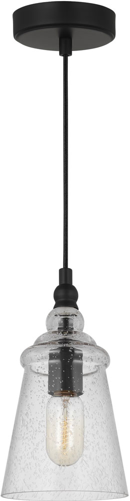 Generation Lighting P1449MBK Loras Modern Midnight Black Mini Hanging Lamp - GEN-P1449MBK
