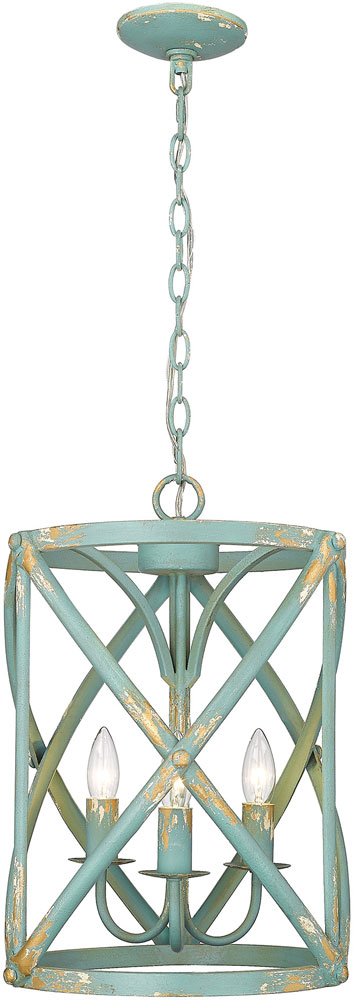 Golden Lighting 0890-3P TEAL Alcott Traditional Teal Pendant Lighting ...