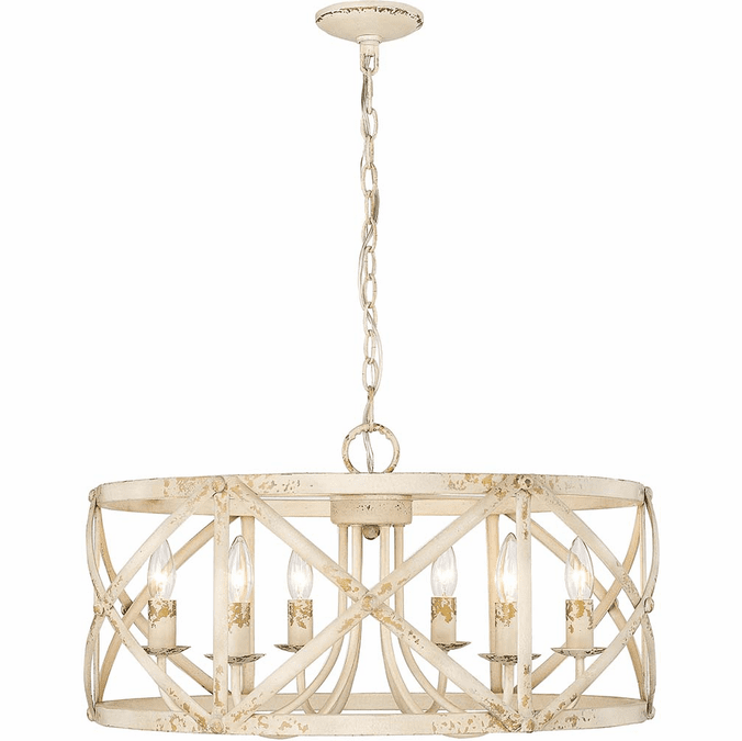 Golden Lighting 0890-6 AI Alcott Antique Ivory Drum Drop Ceiling ...