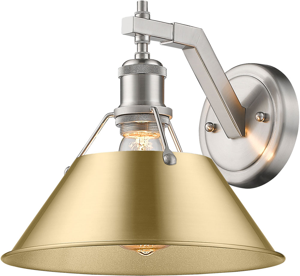 Golden Lighting 3306-1W PW-BCB Orwell Pewter / Brushed Champagne Bronze ...