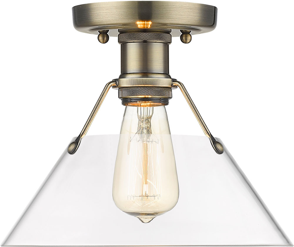 Golden Lighting 3306-FM AB-CLR Orwell Aged Brass / Clear Glass Overhead ...