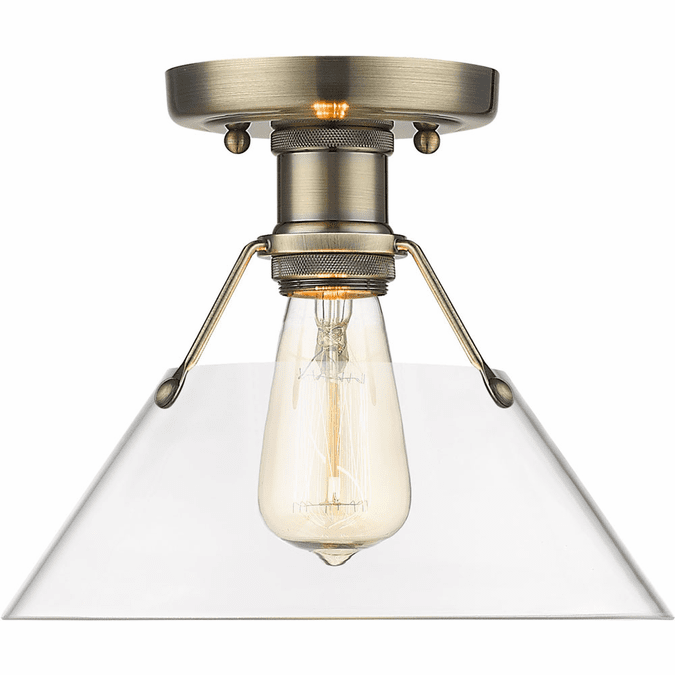 Golden Lighting 3306-FM AB-CLR Orwell Aged Brass / Clear Glass Overhead ...