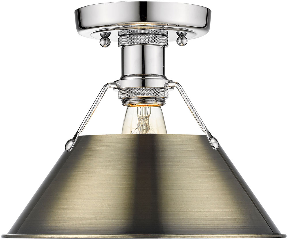 Golden Lighting 3306-FM CH-AB Orwell Chrome / Aged Brass Ceiling Light ...