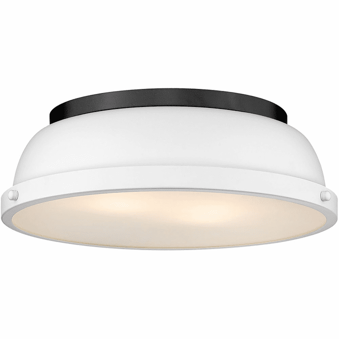 Golden Lighting 3602-14-BLK-WHT Duncan Matte Black Ceiling Light ...