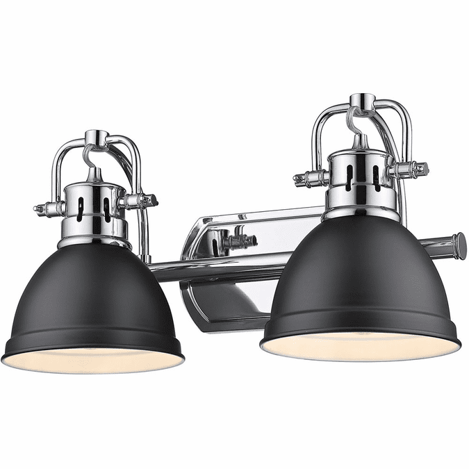 Golden Lighting 3602-BA2 CH-BLK Duncan Modern Chrome 2-Light Bathroom ...