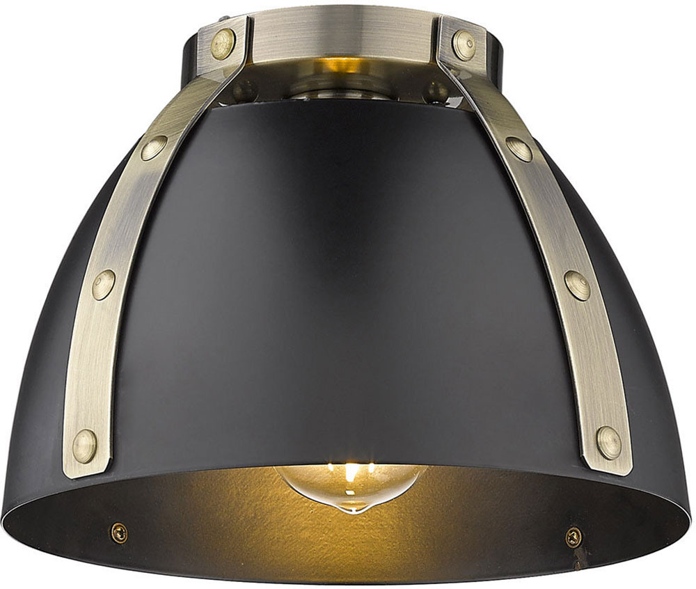 Golden Lighting 6928-FM-AB-BLK Aldrich Contemporary Aged Brass Overhead ...