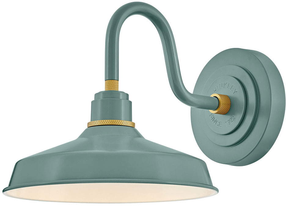 Hinkley 10231SGN Foundry Classic Modern Sage Green / Brass LED Exterior ...