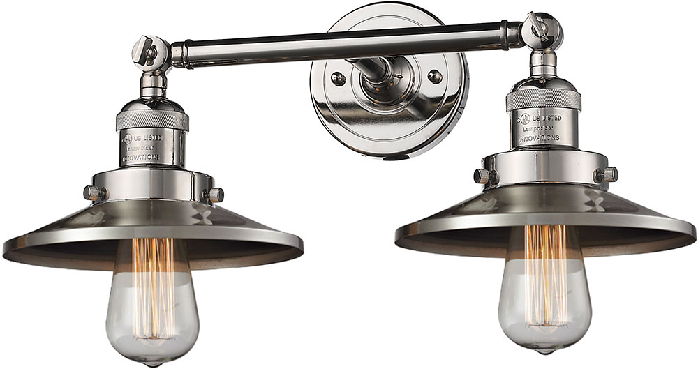 Innovations 208-PN-M1 Railroad Modern Polished Nickel 2-Light Vanity ...