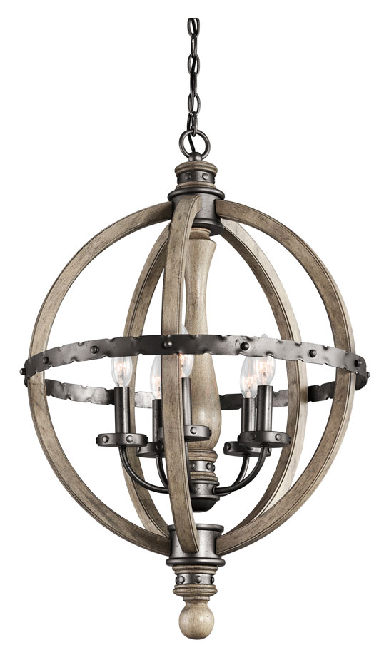 Kichler 43324DAG Evan Transitional 5 Lamp Distressed Antique Gray Drop ...