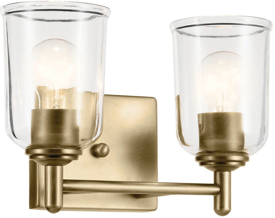 Kichler 45573NBRCLR Shailene Modern Natural Brass 2-Light Bathroom ...