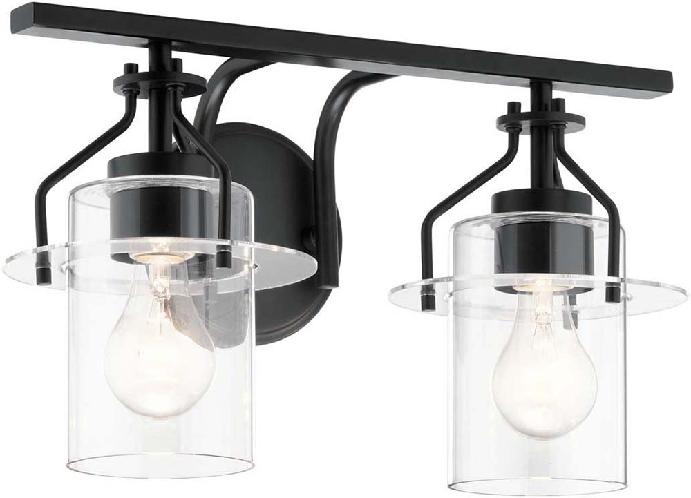 Kichler 55078BK Everett Black 2-Light Bath Lighting Fixture - KIC-55078BK