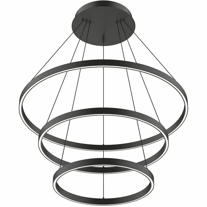 Kuzco CH87932-BK-UNV-010 Cerchio Contemporary Black LED Ceiling Pendant ...