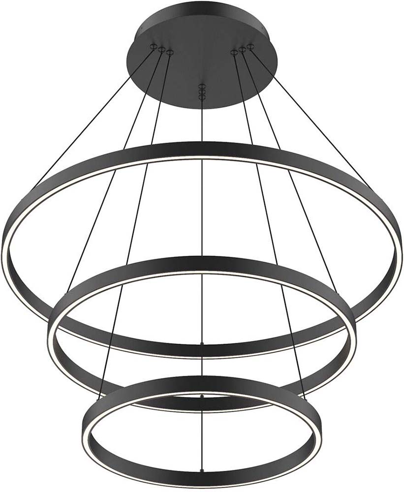 Kuzco CH87932-BK Cerchio Contemporary Black LED Ceiling Pendant Light ...
