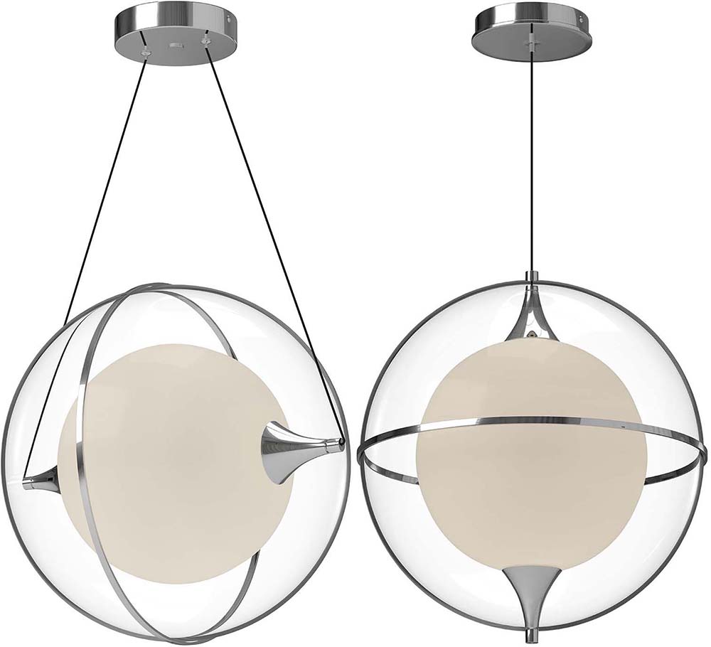Kuzco PD76716-CH Aries Modern Chrome LED 16" Drop Ceiling Light Fixture ...