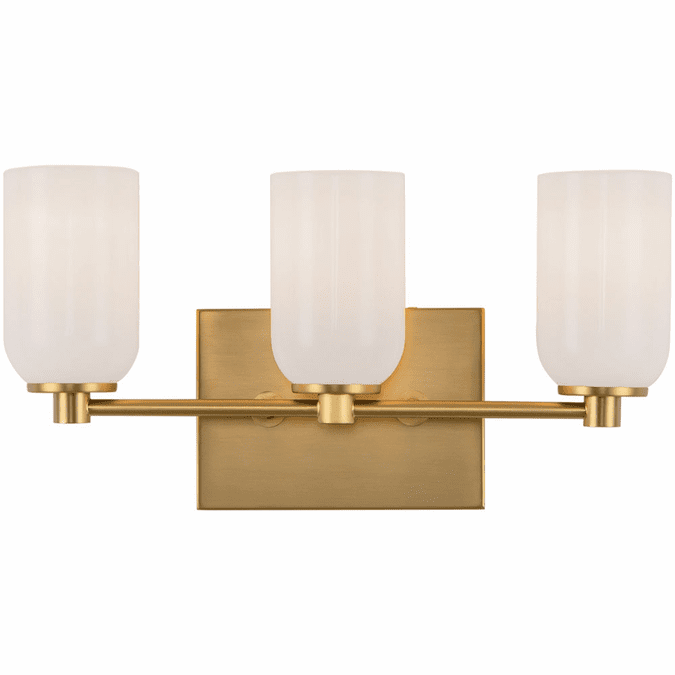 Kuzco VL57718-BG/GO Nola Modern Brushed Gold / Glossy Opal Glass 3-Light Bathroom Vanity ...