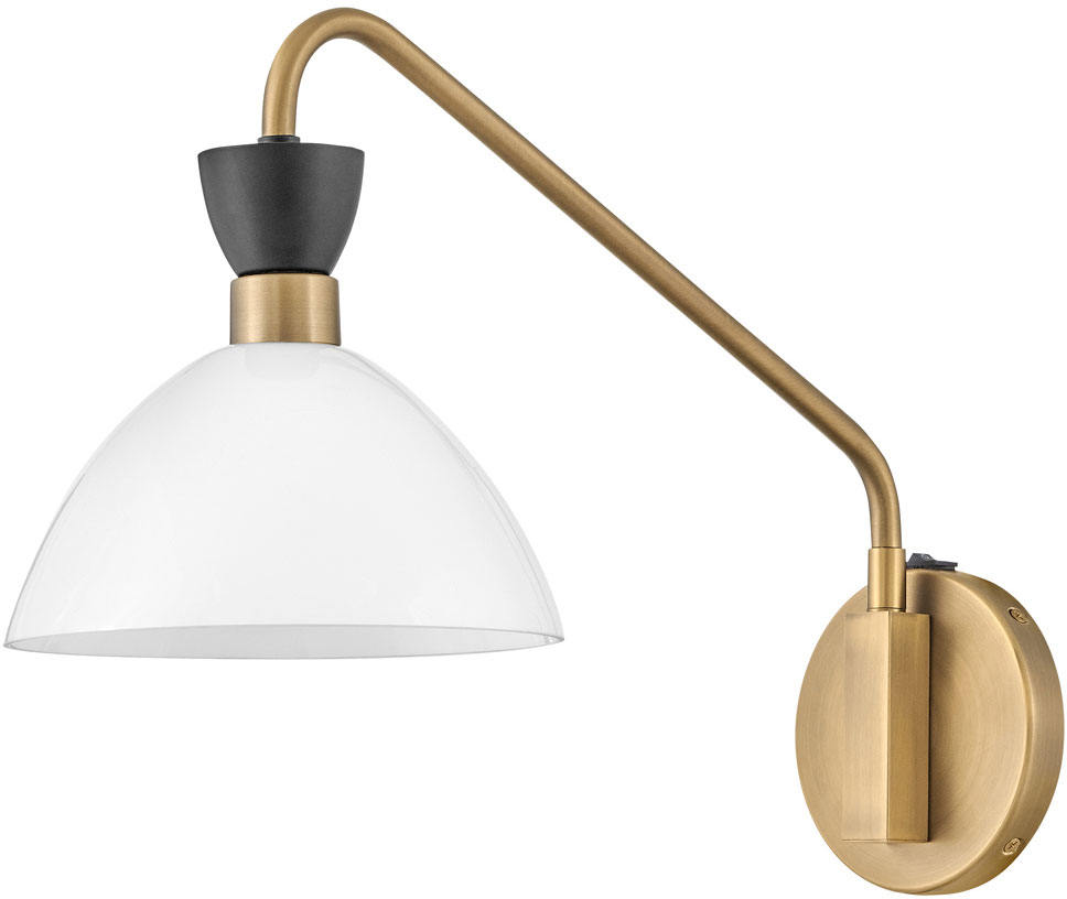 Lark 83250BK-CO Simon Modern Black / Heritage Brass LED Swing Arm Wall ...