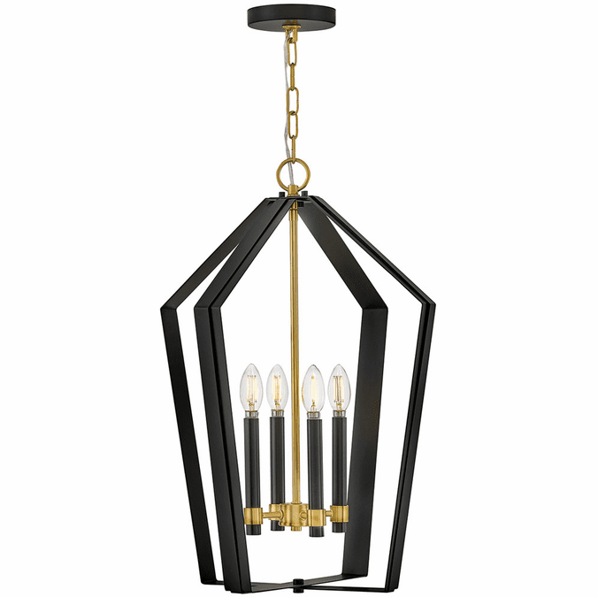 Lark 83644BK-LCB Sammi Modern Black / Lacquered Brass LED Foyer Light ...