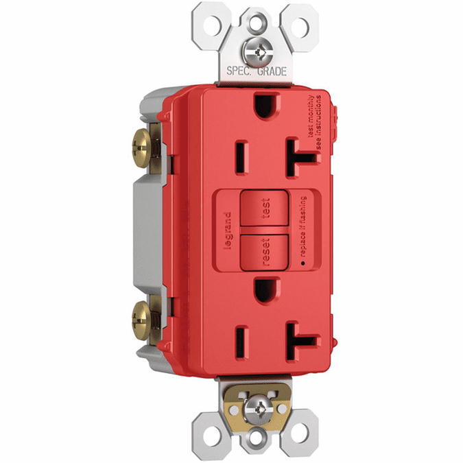 Legrand Radiant 2097TRRED Modern Red Tamper-Resistant 20A Self-Test ...