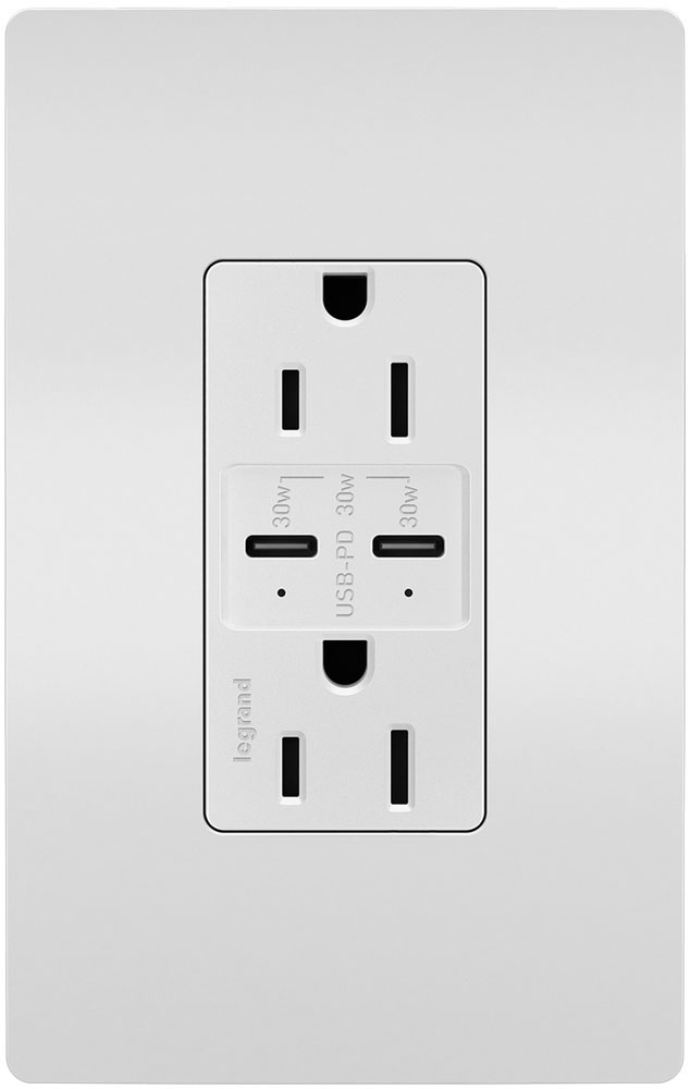 Legrand Radiant R26USBPDW Modern White 15A Tamper Resistant Ultra Fast ...