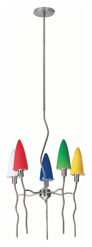 Lite Source LS14525MULTI Kaub Multicolored 5 Lamp 18 Inch Diameter ...