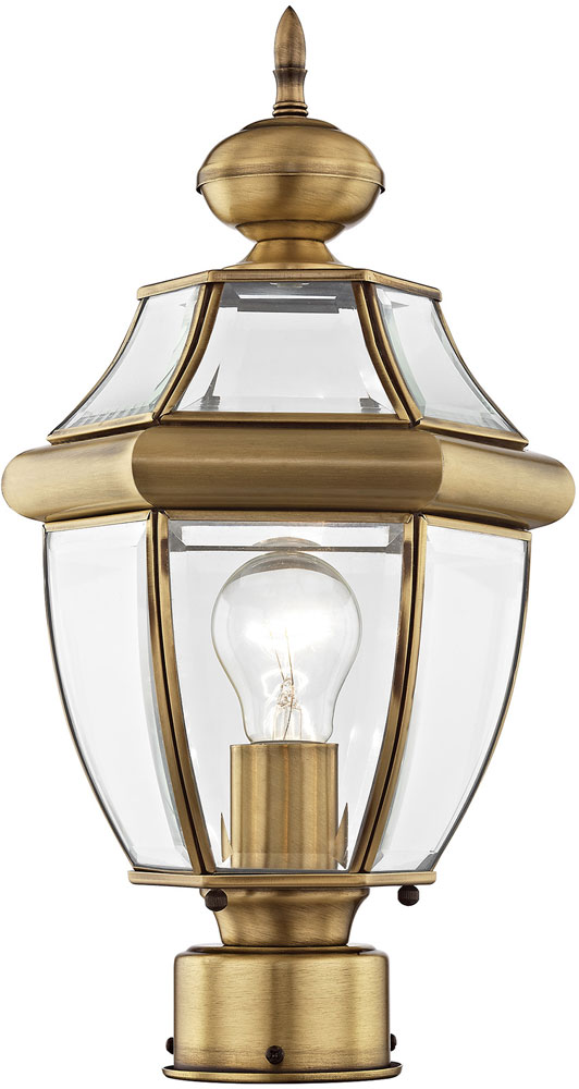 Livex 2153-01 Monterey Antique Brass Post Light Fixture - LVX-2153-01