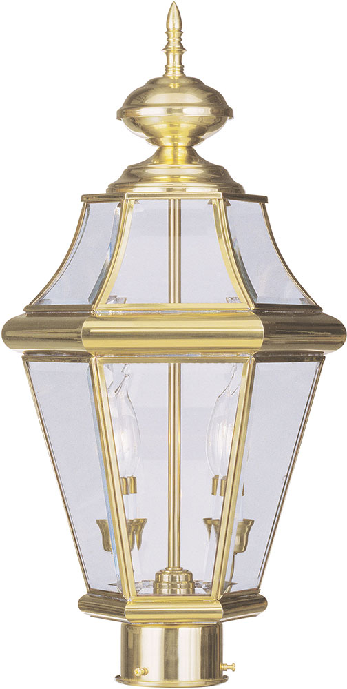 Livex 2264-02 Georgetown Exterior Polished Brass Lamp Post Light ...